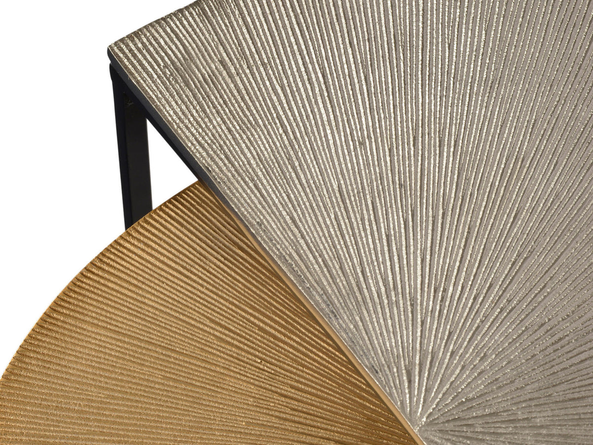 Starburst Set of Two Gold and Silver Semi Circle Starburst Side Tables ...